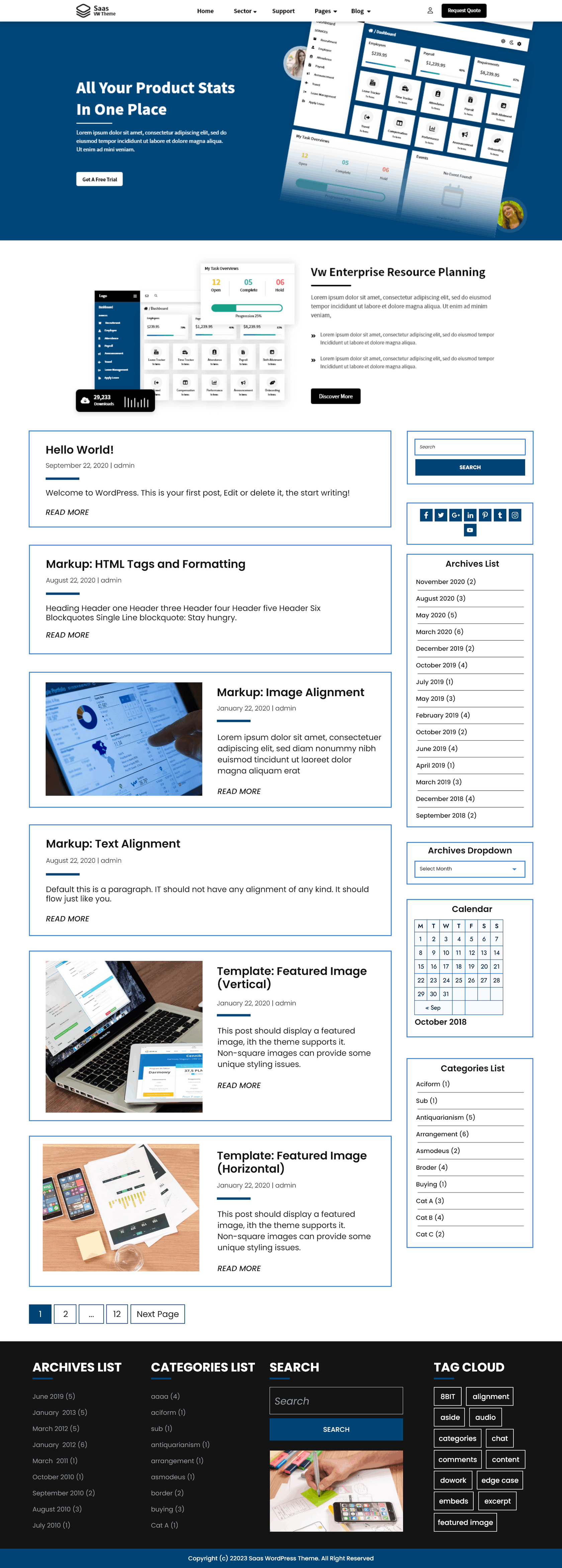 VW SAAS Services – Free Software WordPress Theme for Startups & Tech Companies – Themescaliber